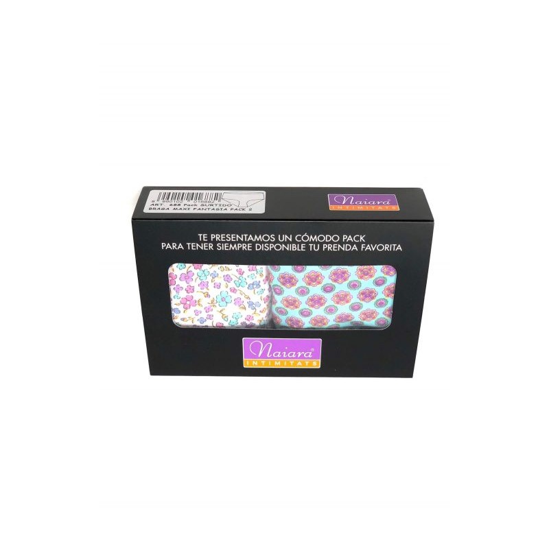 688 NAIARA ( Precio de Caja de 6 Uds ) PACK-2 BRAGA MAXI FANTASIA ALG ELAST
