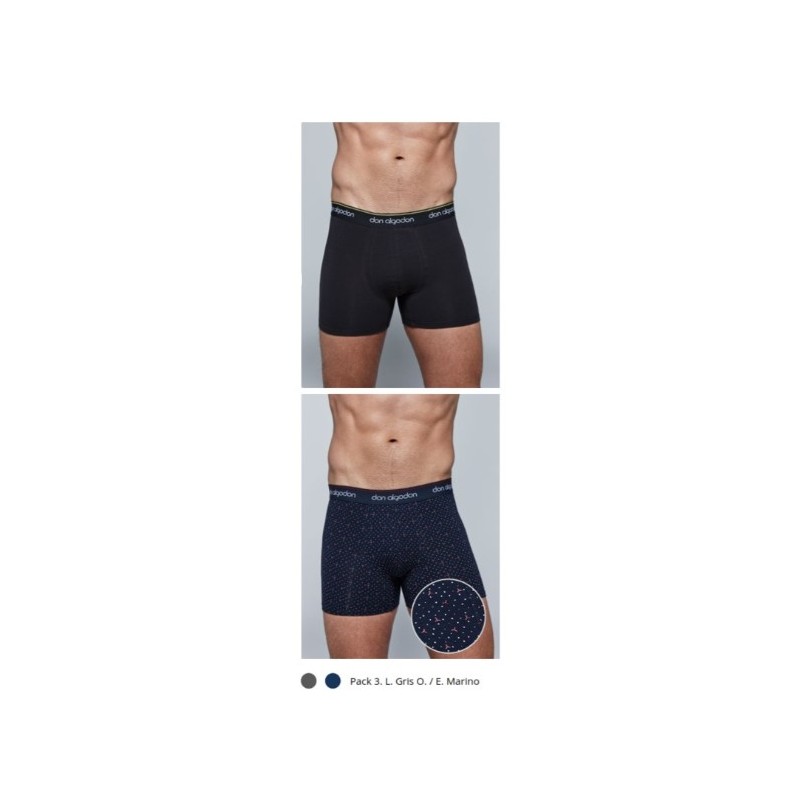 PB703 DON ALGODON PACK-2 BOXER HOMBRE FANTASIA GOMA VISTA
